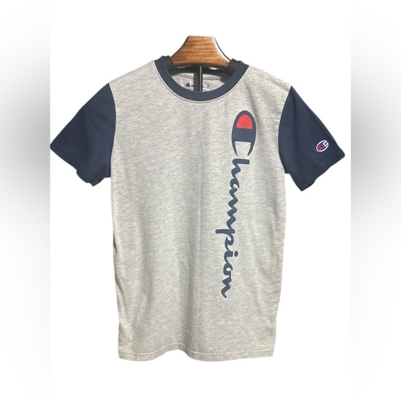 Champion | Shirts & Tops | Champion Gray And Blue Short Sleeve Tee With ...